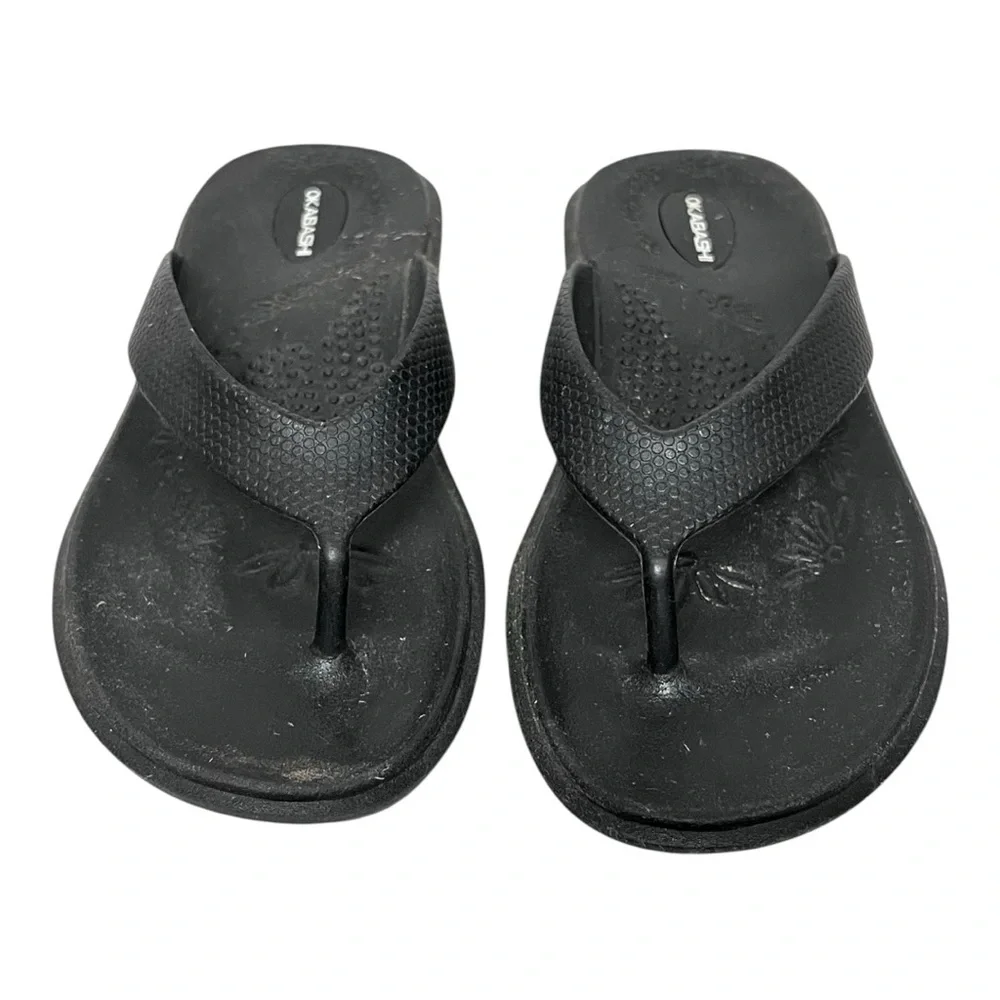 Okabashi | Shoes | Okabashi Flip Flops Unisex M Black Rubber Thong ...